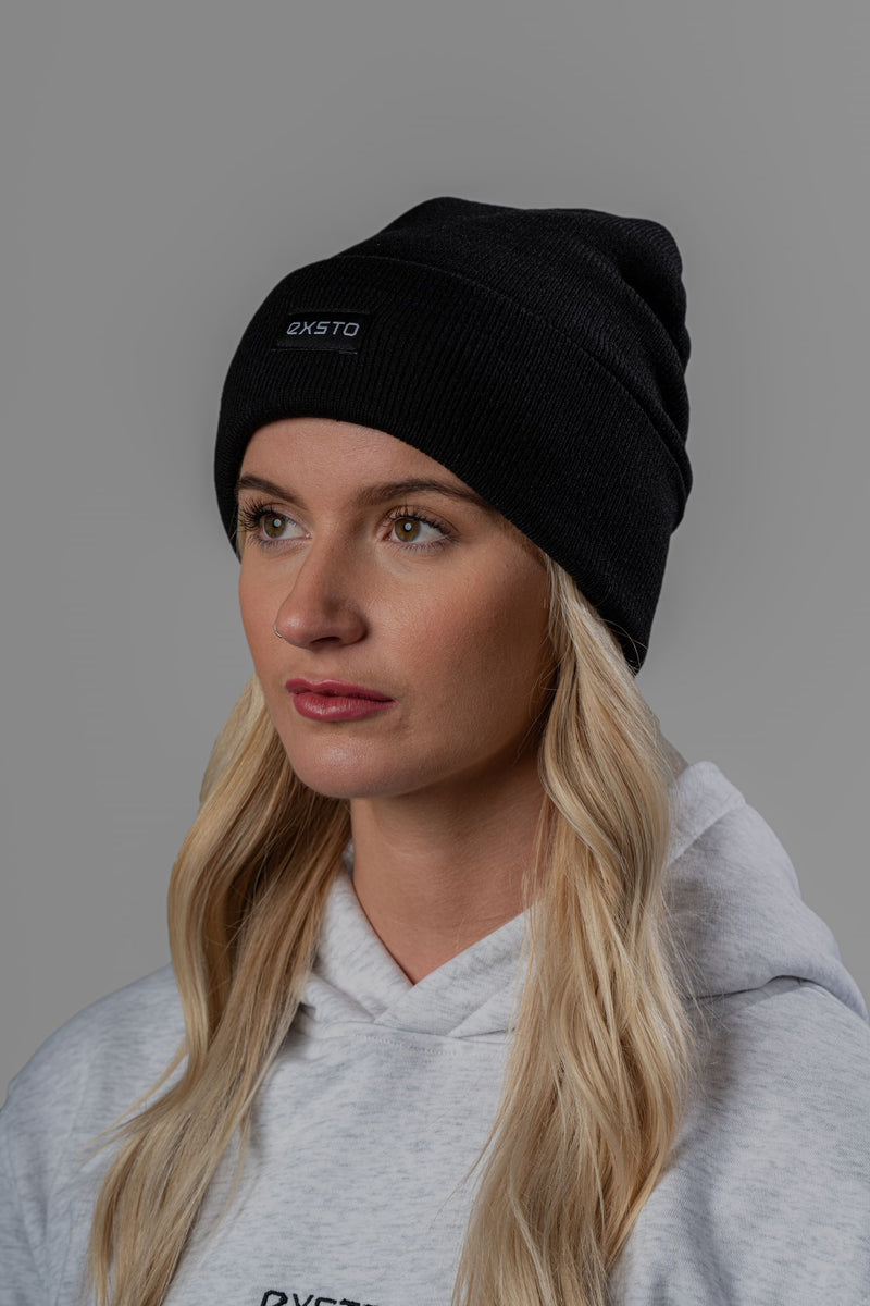 Black Beanie 100% cotton. – Exsto Apparel