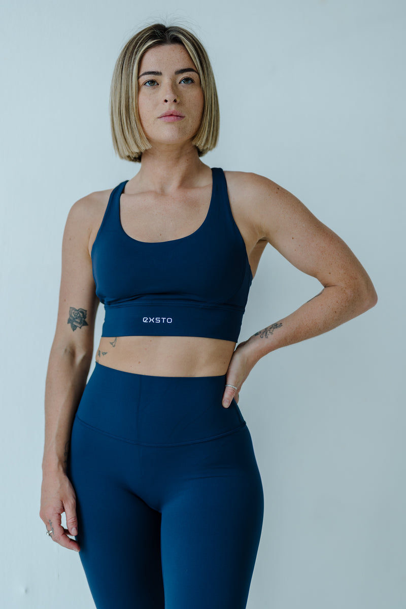 High Support Crossback Sports Bra for Women UK | Navy | Exsto – Exsto ...